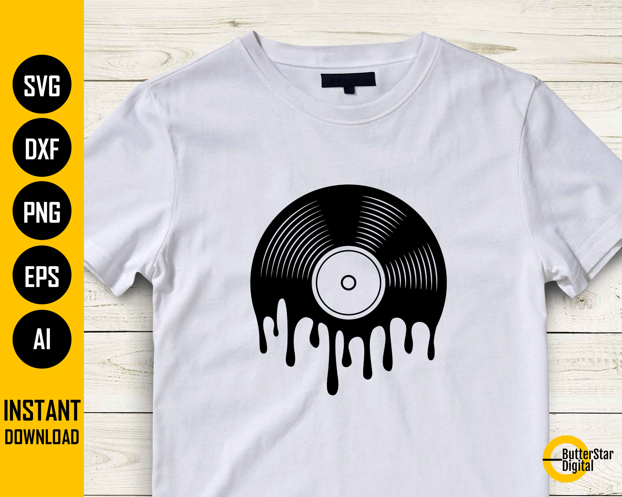 Dripping Vinyl Record SVG | Music SVG | DJ Decal T-shirt Sticker ...