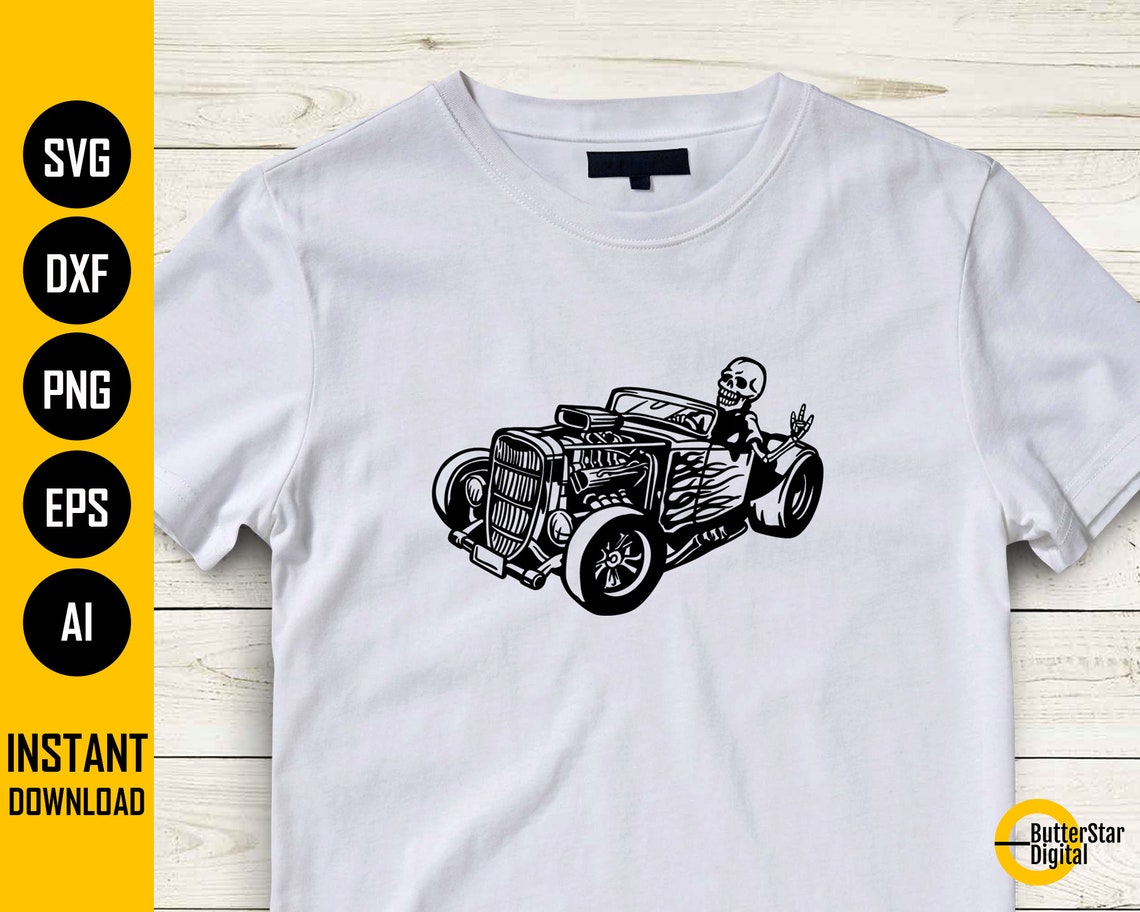 Hot Rod Skeleton SVG Retro Car SVG Automobile Engine Auto - Etsy Canada