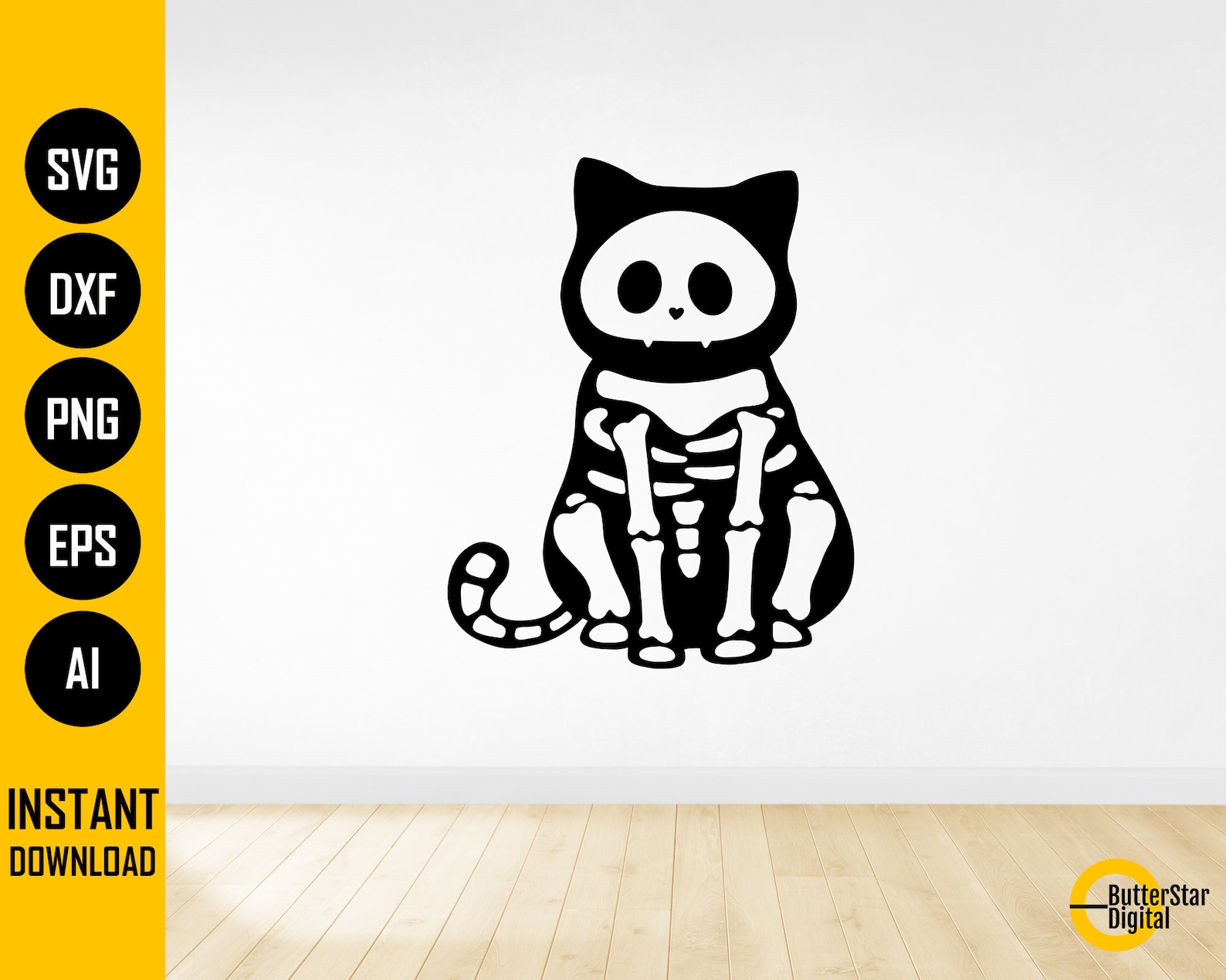 Cute Cat Bones SVG | Animal Skeleton SVG | Pet T-shirt Vinyl Decal ...