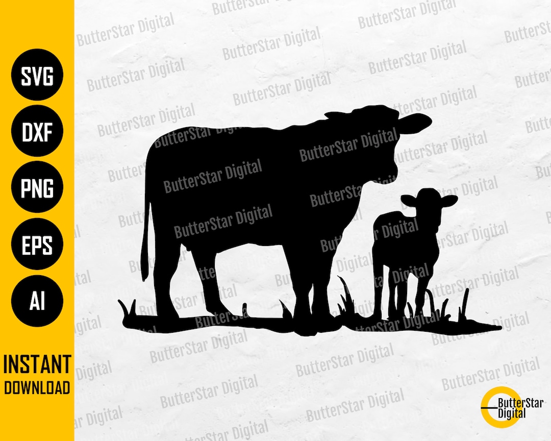 Cow and Calf Silhouette SVG | Milk Dairy Grass Herd Meat Beef Heifer ...