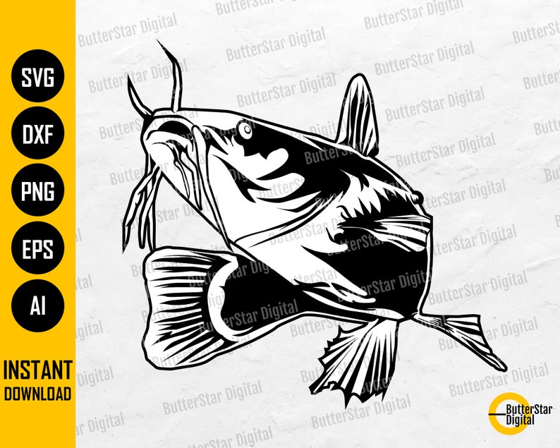 Catfish SVG Catfish Fishing SVG Fishing Graphics Decals | Etsy