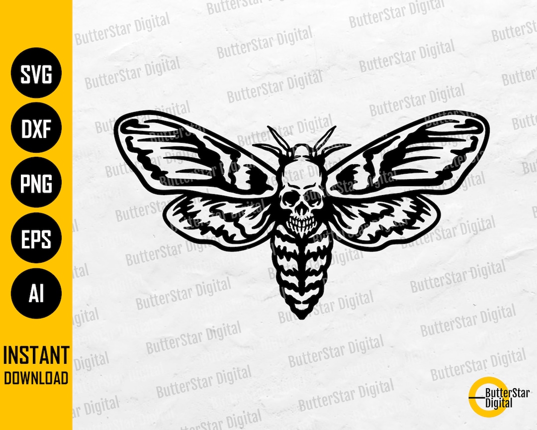 Moth With Skull SVG | Gothic T-shirt Decal Tattoo Stencil | Cricut ...