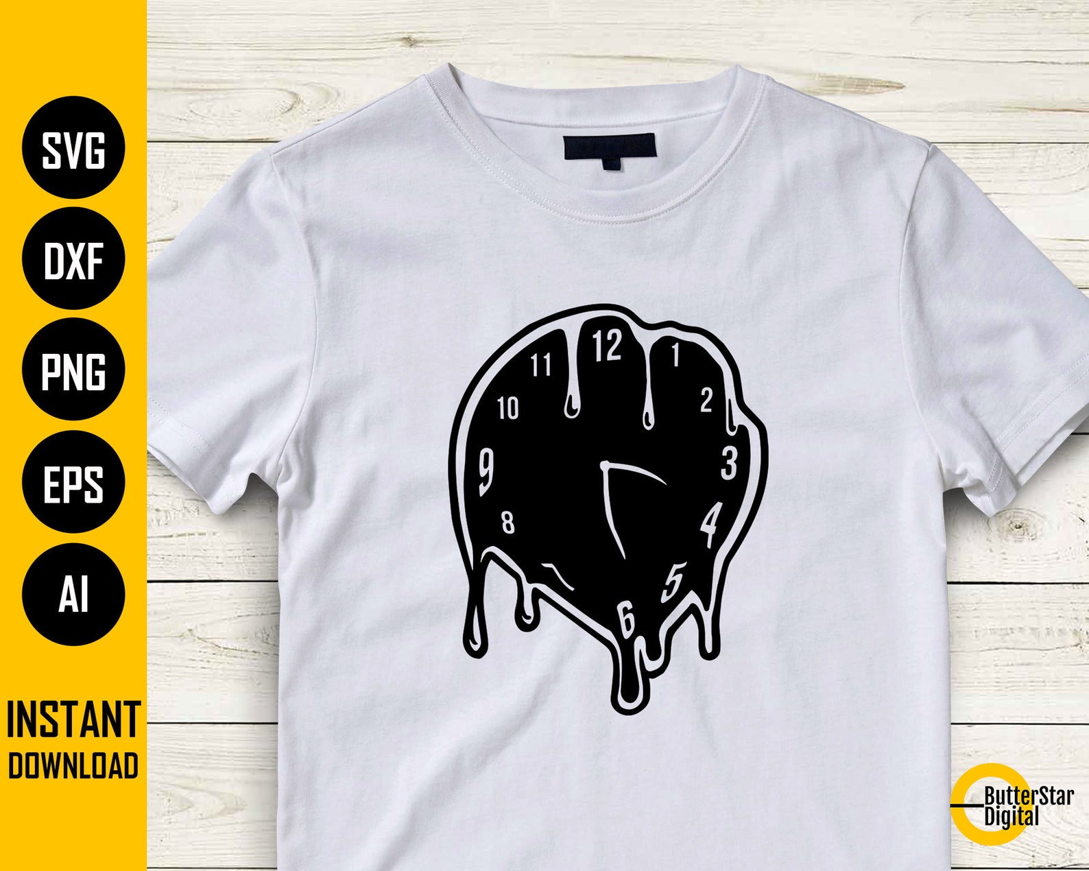 Dripping Clock SVG | Time SVG | Wall Art Decal Decor T-shirt Sticker ...