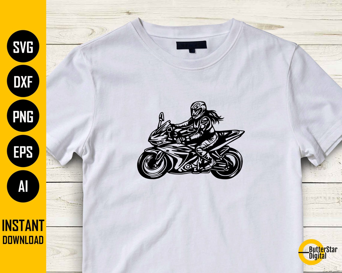 Lady Biker SVG | Super Bike SVG | Sports Riding Rider Road Motorbike ...