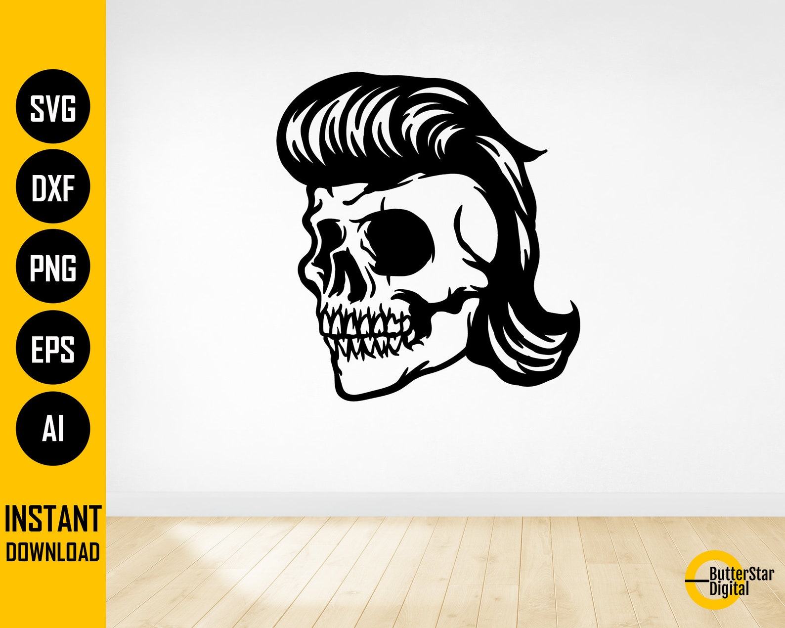 Mullet Skull SVG | Funny Skeleton T-shirt Decal Vinyl Graphics | Cricut ...