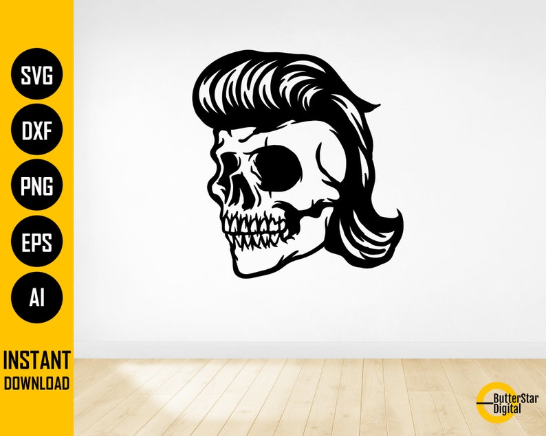 Mullet Skull SVG | Funny Skeleton T-shirt Decal Vinyl Graphics | Cricut ...