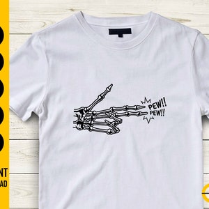 Skeleton Finger Gun SVG Pew Pew SVG Hand Sign Gesture Shirt Decal ...