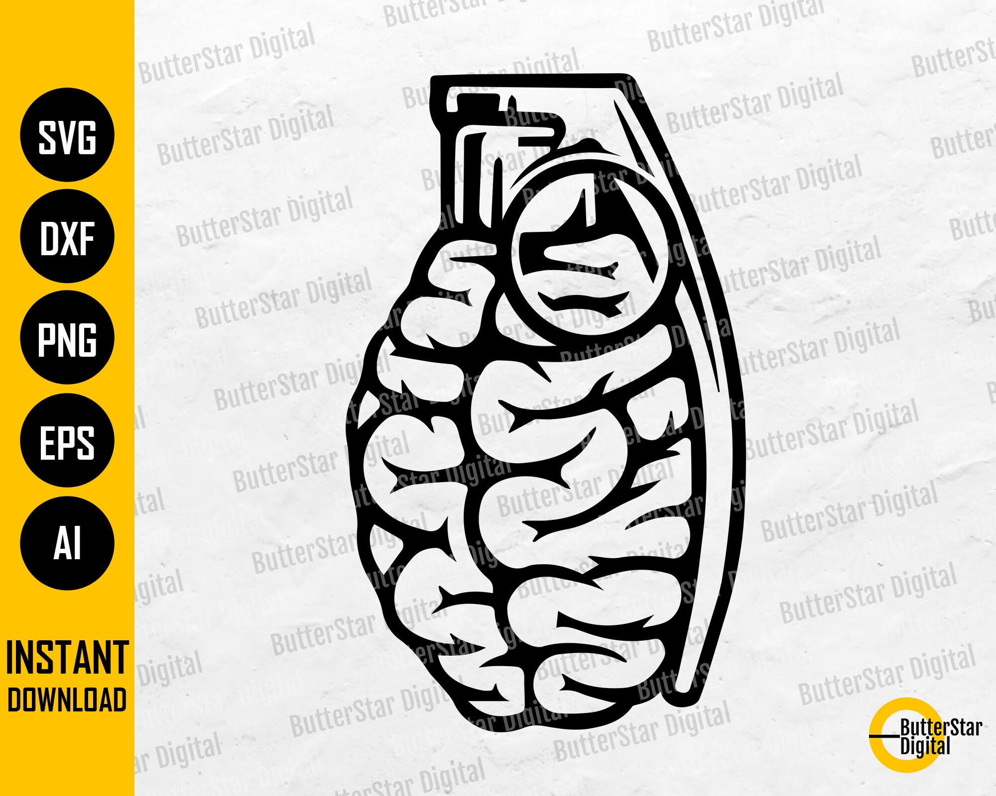 Brain Grenade SVG Mind SVG Intellect Intelligent Smart - Etsy