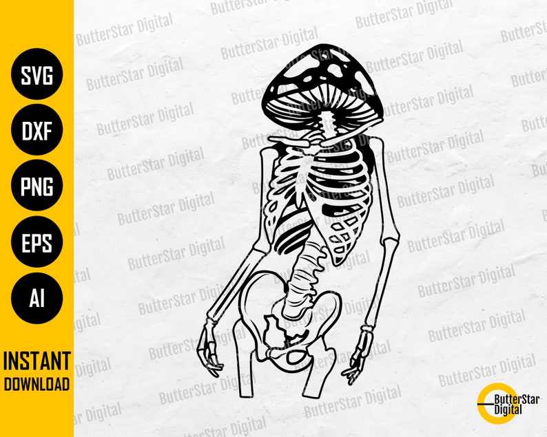 Skeleton Mushroom Head SVG Fungi SVG Psychedelic SVG - Etsy