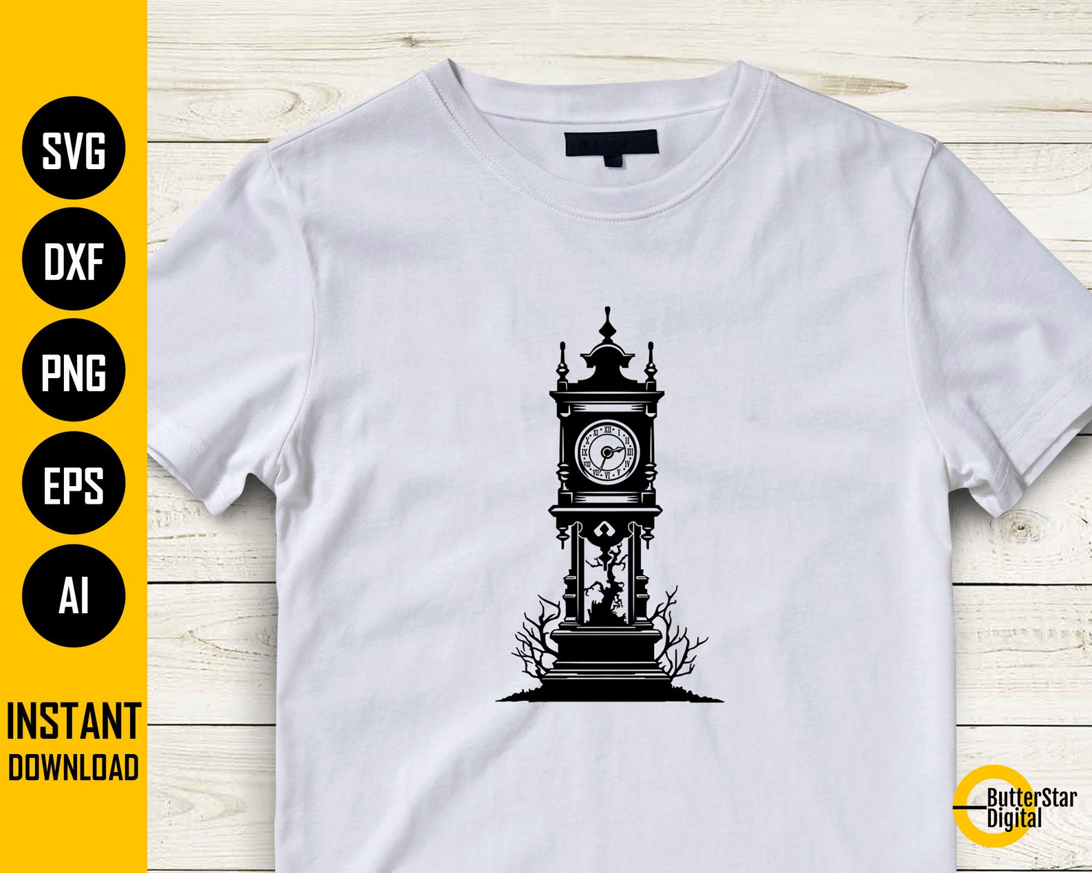 Gothic Grandfather Clock SVG | Time Wall Decor Decoration Decal Vinyl ...