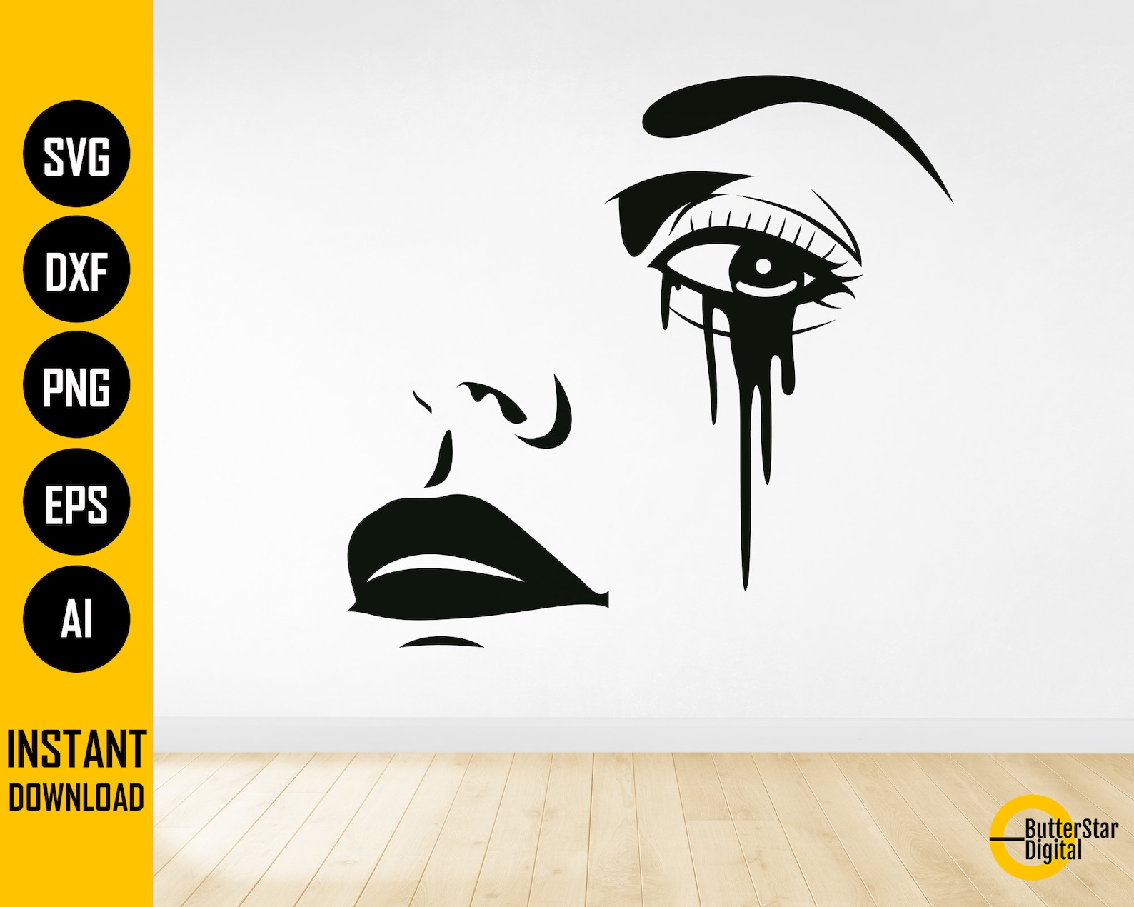 Crying Woman Face SVG | Sad Girl SVG | Depressed Lady SVG Eyes Nose ...