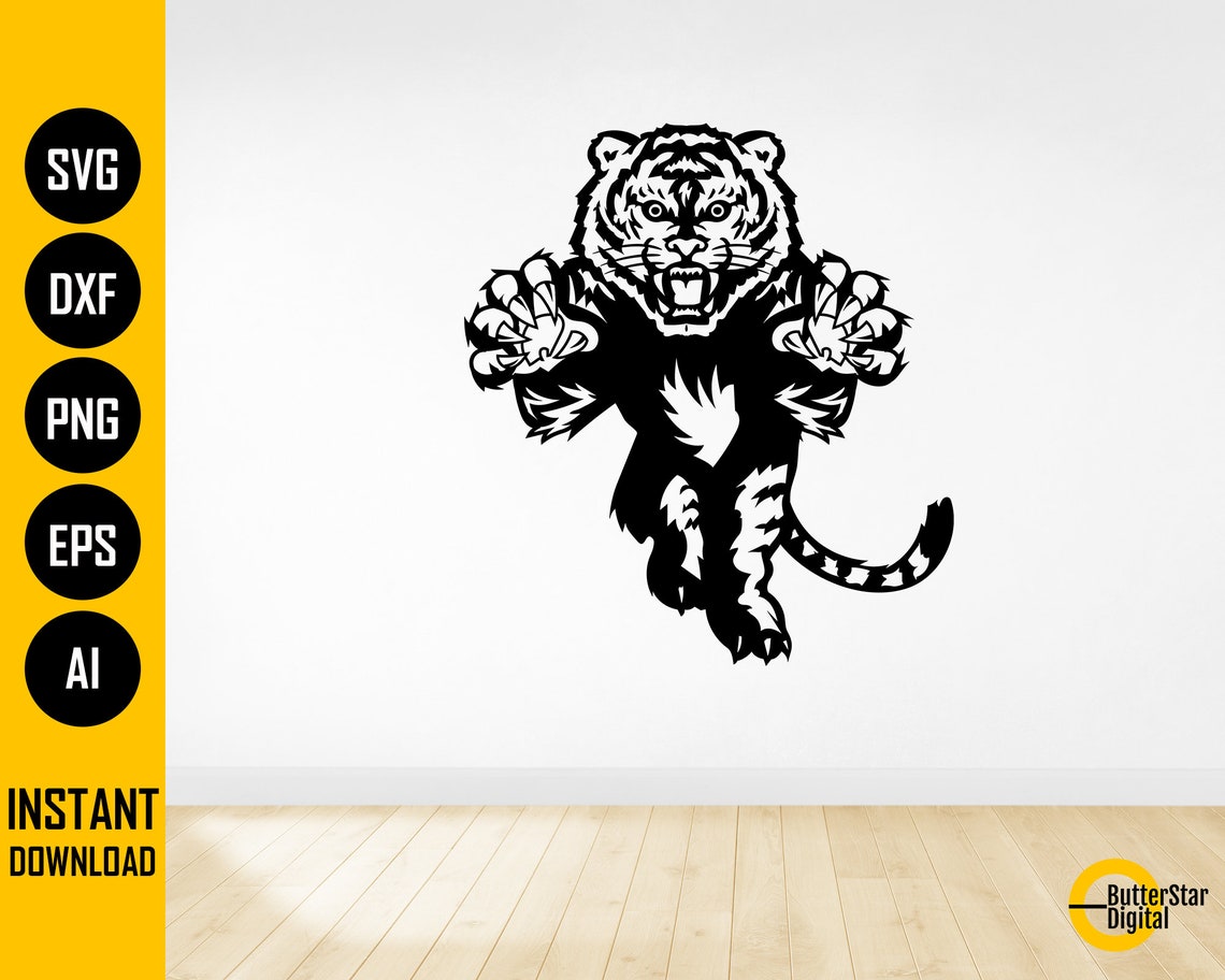 Pouncing Tiger SVG Tigers SVG Team Mascot SVG School - Etsy