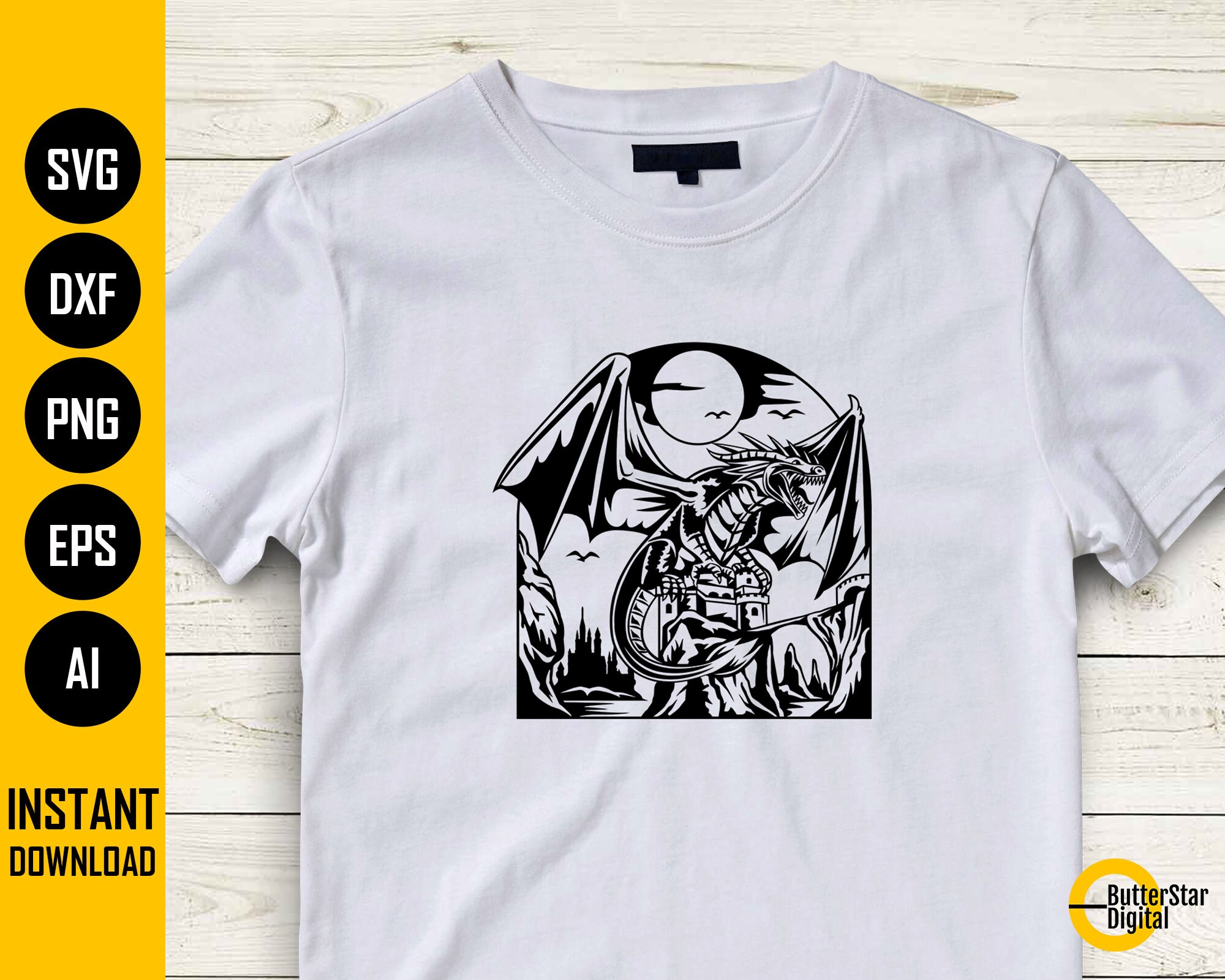 Drachen auf Burg SVG | Mittelalter SVG | Ritter SVG | Ritter Svg | Cricut Plotterdateien ...