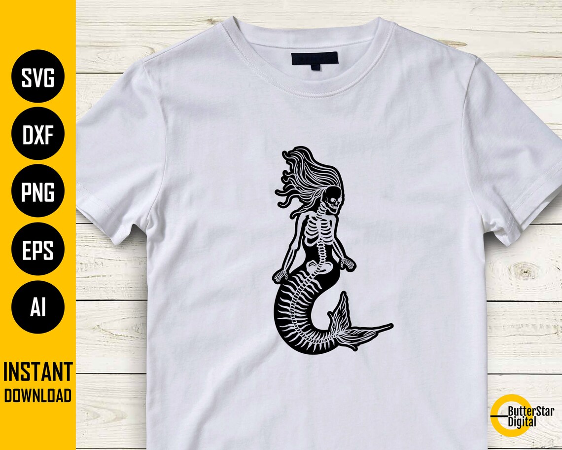 Mermaid Skeleton SVG Gothic Mermaid SVG Sea Monster SVG | Etsy UK