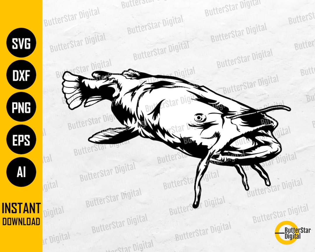 Flathead Catfish SVG | Flatheads SVG | Fish Decal Graphics Drawing ...