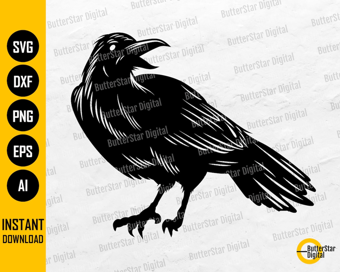 Raven SVG Black Bird SVG Animal Vinyl Tattoo Stencil - Etsy