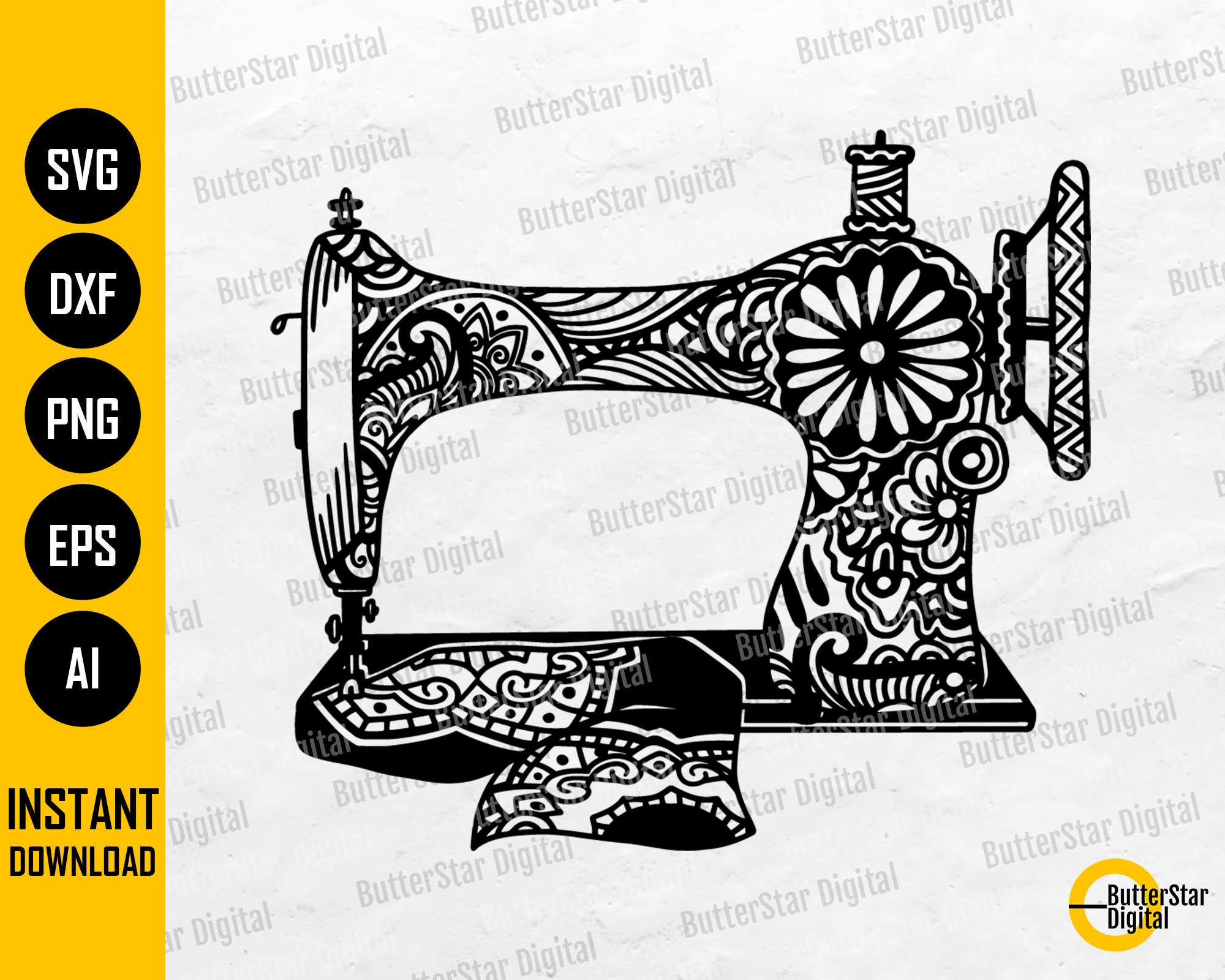 Floral Sewing Machine SVG Mandala SVG Zentangle SVG - Etsy
