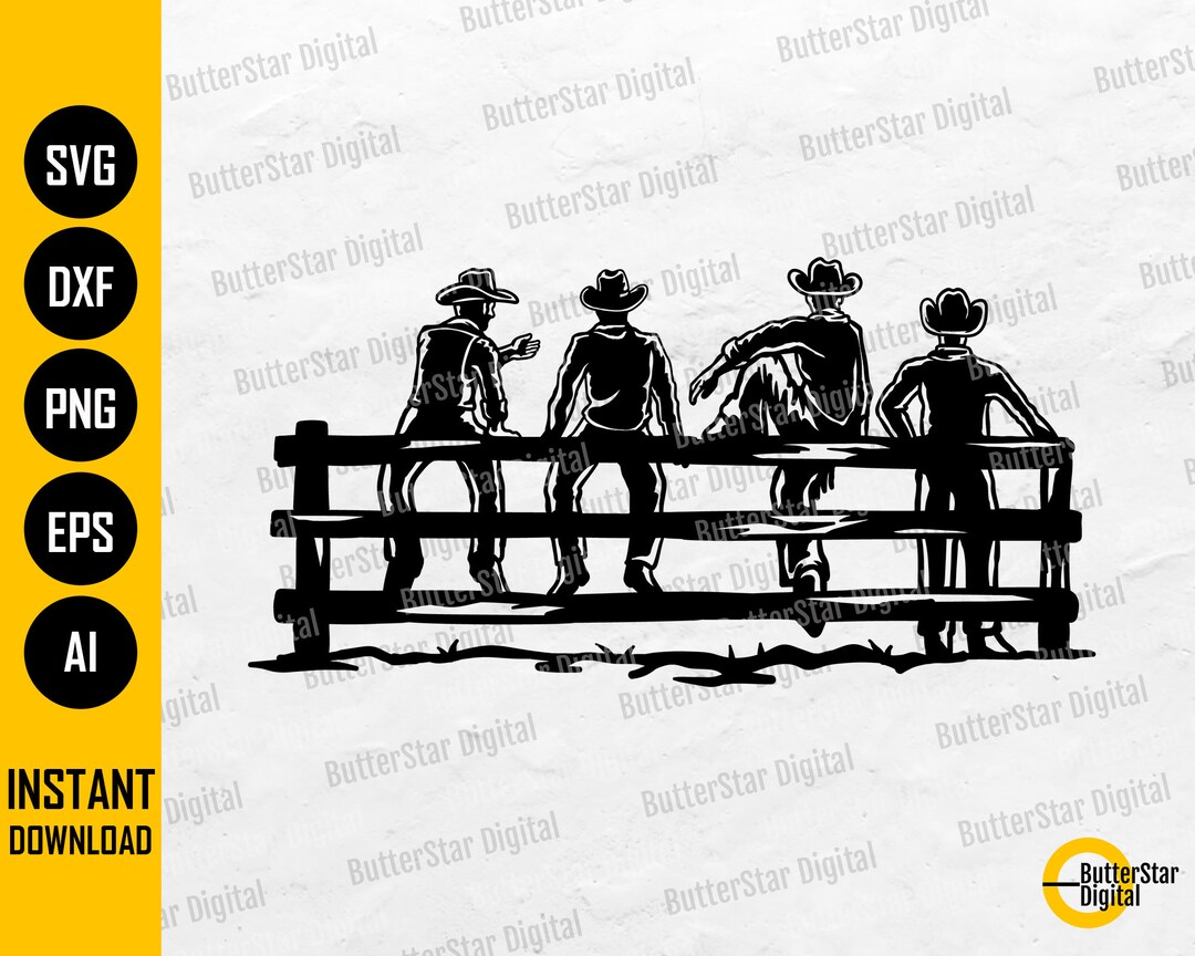 Cowboys on A Fence SVG | Western T-shirt Vinyl Stencil | Cricut Cutfile ...
