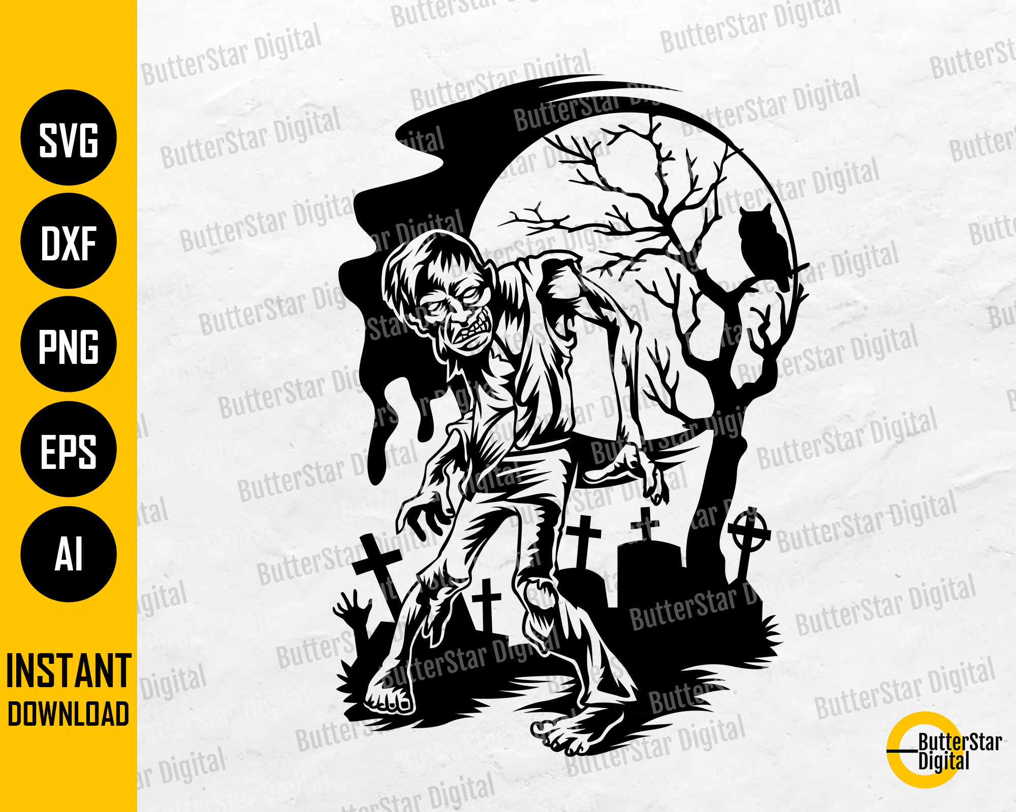 Graveyard Zombie SVG Scary Monster SVG Halloween Wall Art - Etsy UK