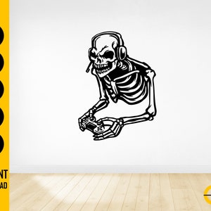 Skeleton Playing Video Games SVG | Awesome Gamer T-shirt Decal Sticker ...