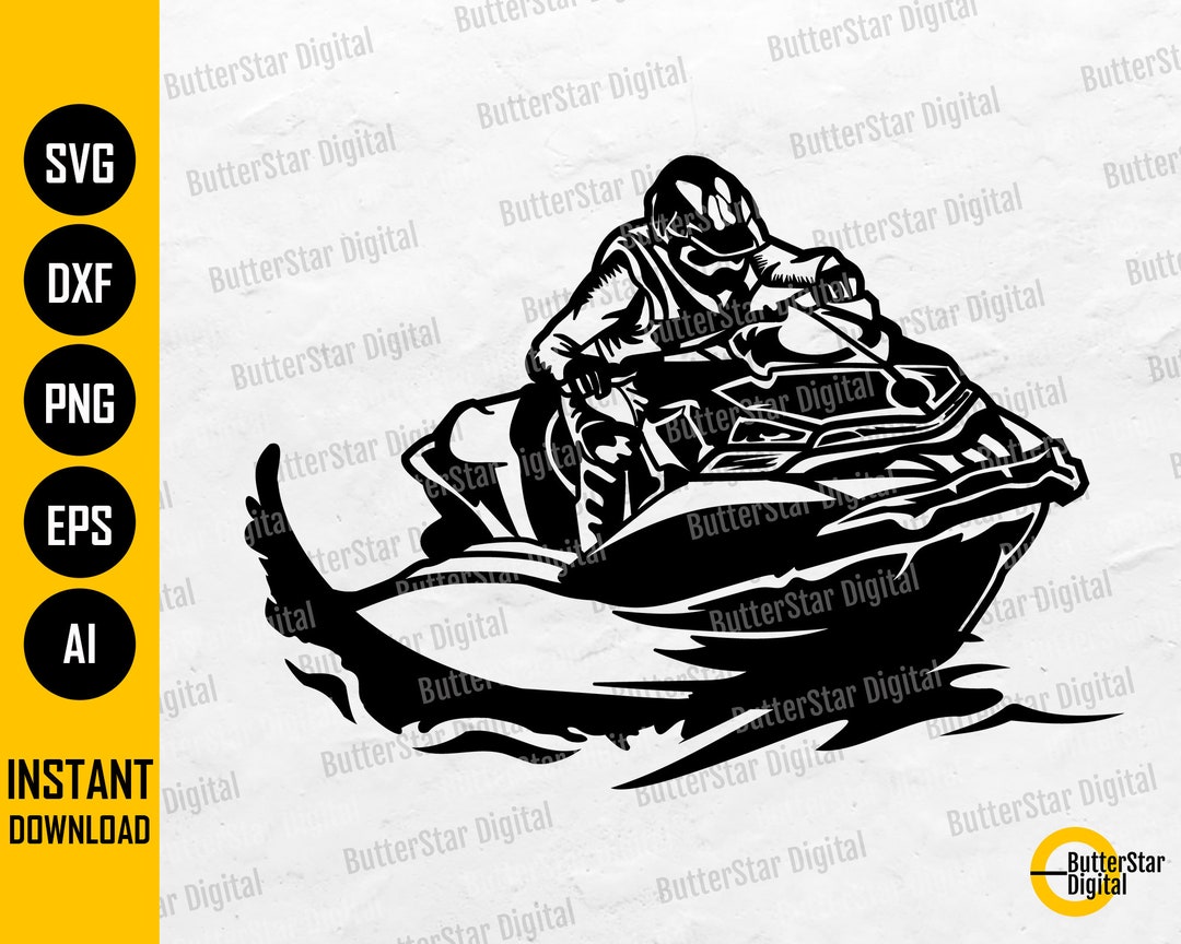 Jetski Rider SVG | Waverunner SVG | Jet Ski Riding SVG | Sea Ocean Lake ...