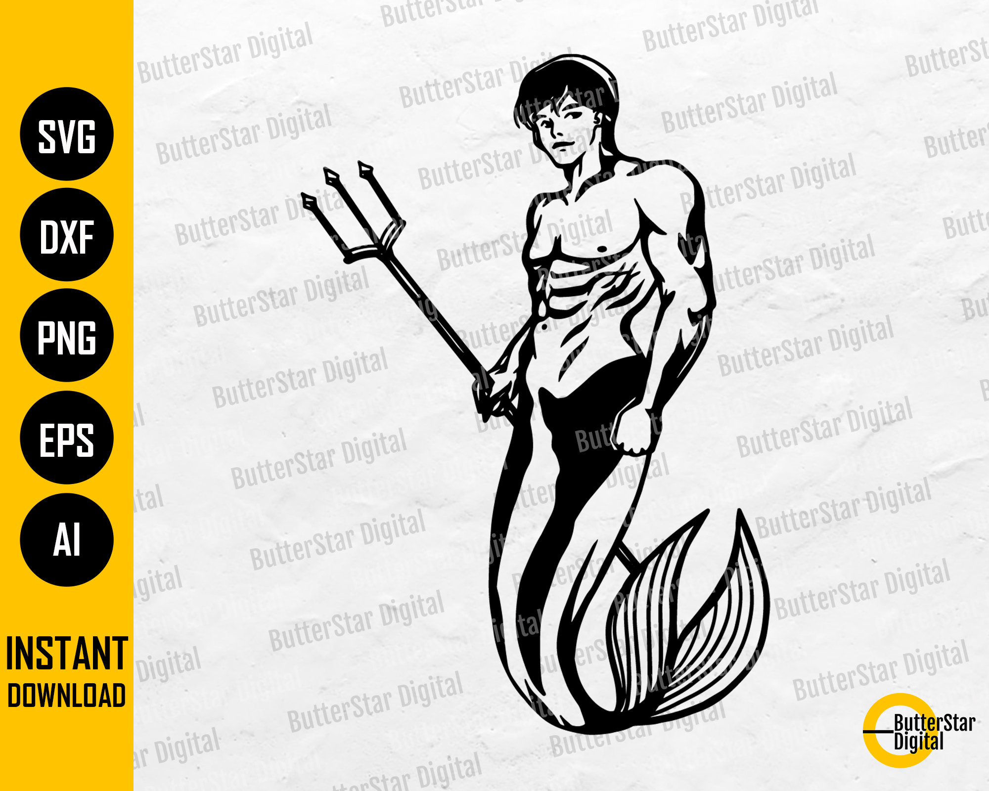 Merman SVG Male Mermaid SVG Trident SVG Poseidon Svg | Etsy Canada