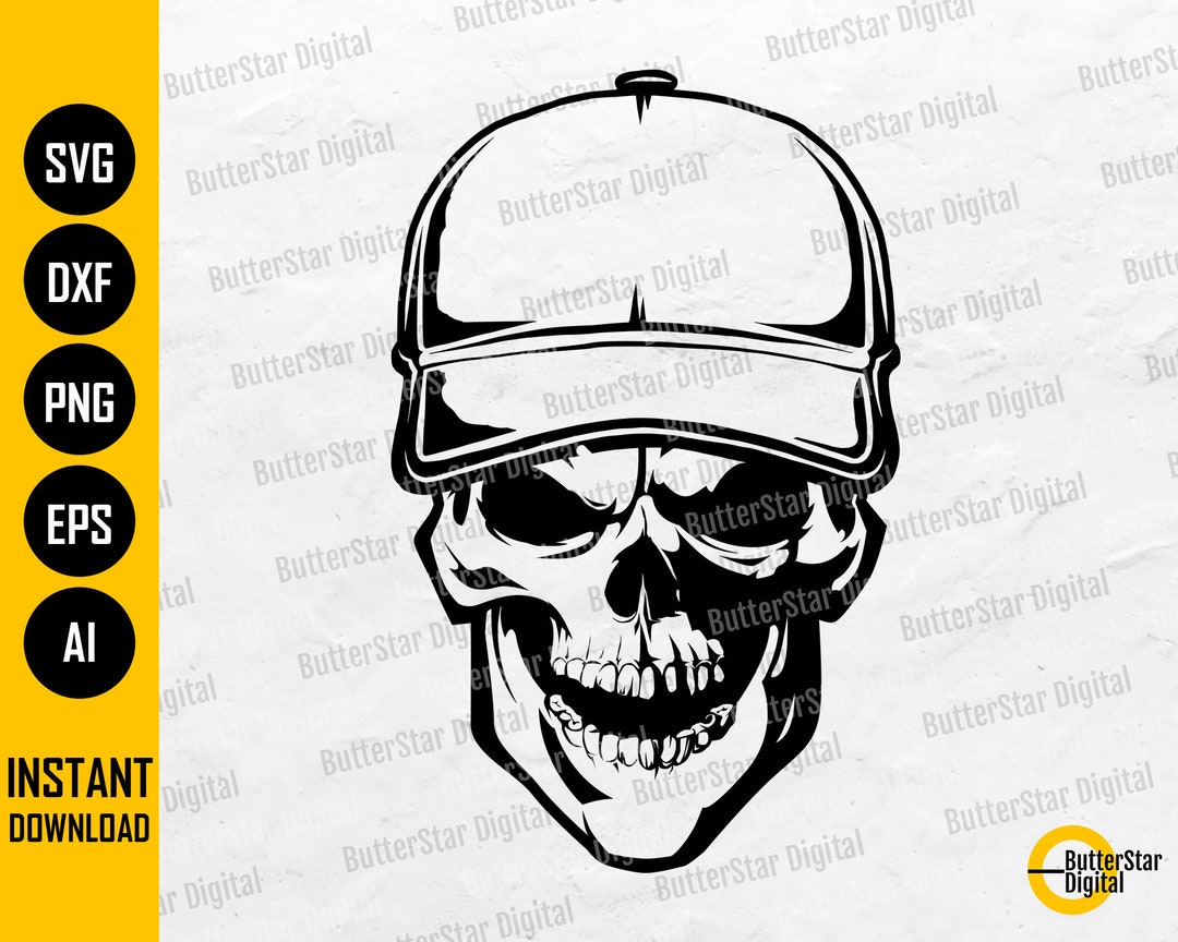 Dad Hat Skull SVG | Skeleton Baseball Cap SVG | Gothic T-shirt Decal ...