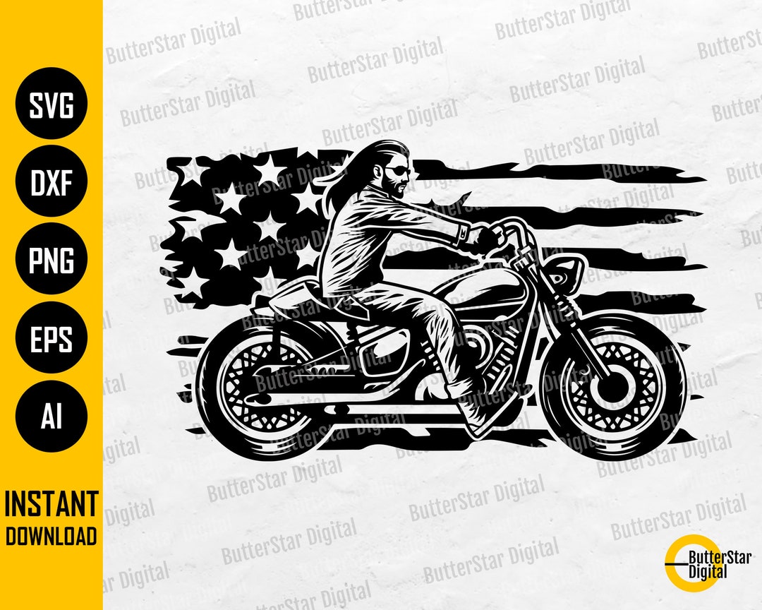American Biker SVG | US Motorcycle T-shirt Decal Sticker Vinyl Stencil ...