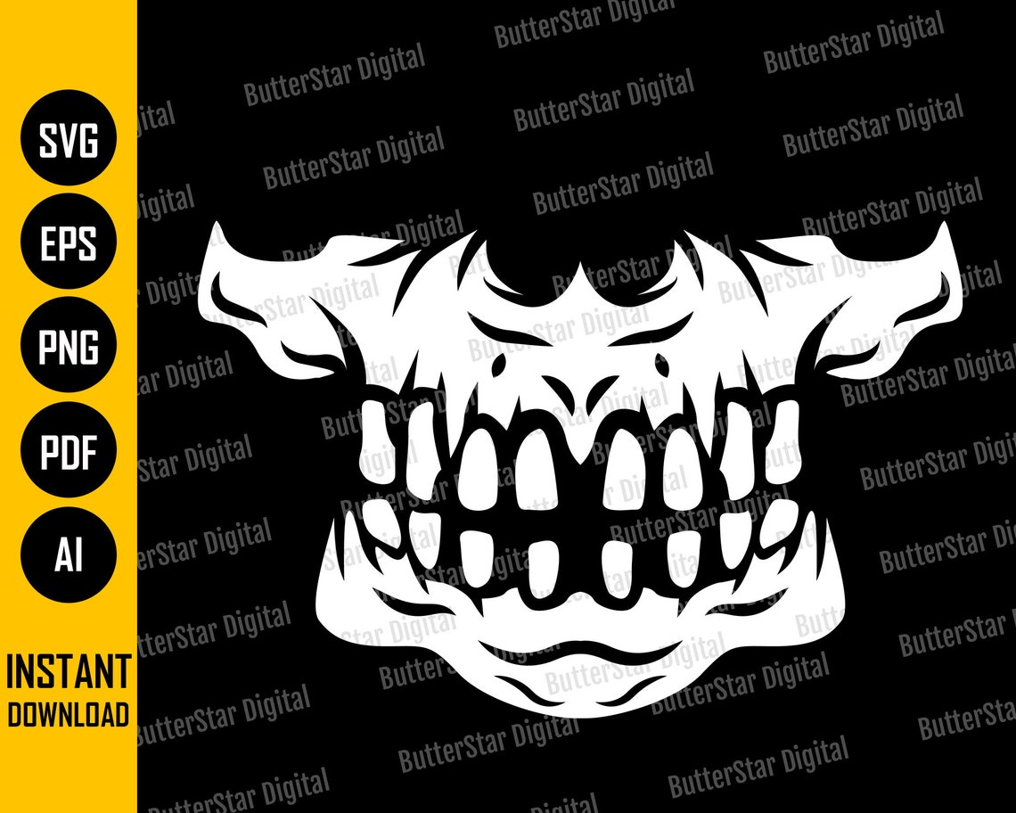 Big Skull Teeth Face Mask SVG Skeleton Mouth Facemask | Etsy