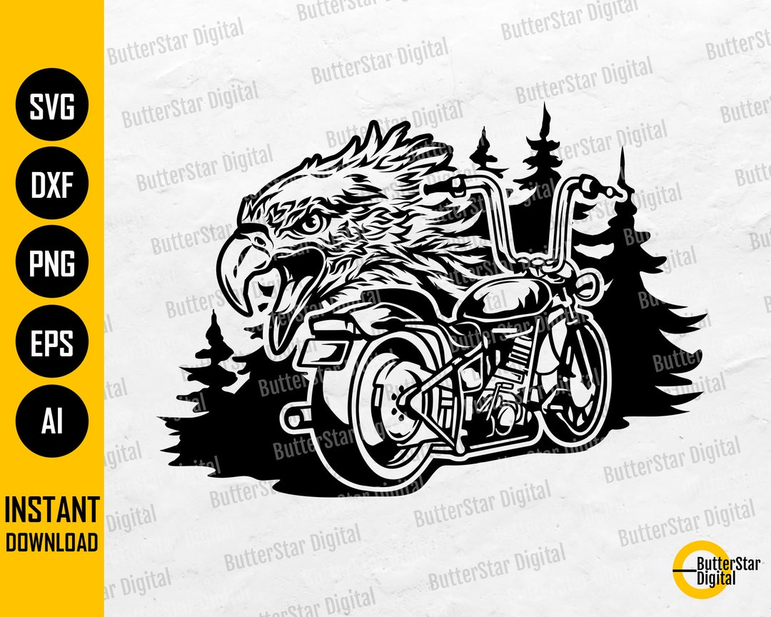 Motorcycle Eagle SVG | Forest Road Ride Riding Motor Garage Bird Hog ...