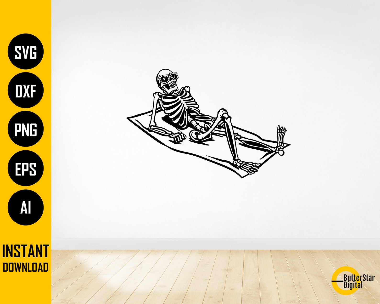 Skeleton Sunbathing SVG | Beach SVG | Tropical SVG | Summer Sun Sand ...