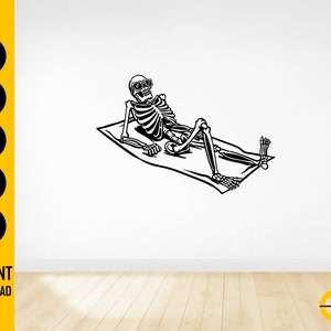 Skeleton Sunbathing SVG | Beach SVG | Tropical SVG | Summer Sun Sand ...
