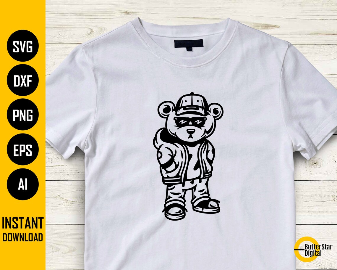 Bear With A Hoodie SVG | Teddy SVG | Shades Bling Cap Hustling Hip Hop ...