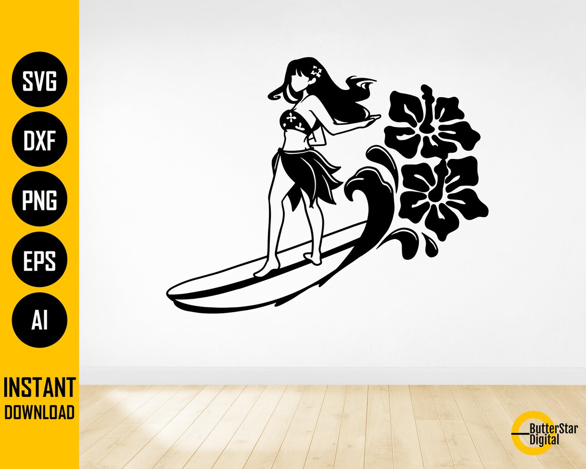 Hawaiian Surf Girl SVG Beach SVG Fun Surfer T-shirt Vinyl | Etsy