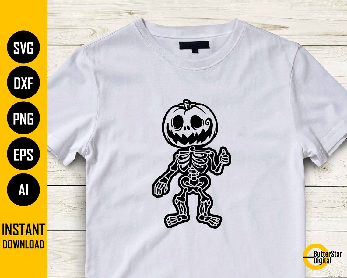 Pumpkin Head Skeleton SVG Thumbs up SVG Cute Halloween - Etsy