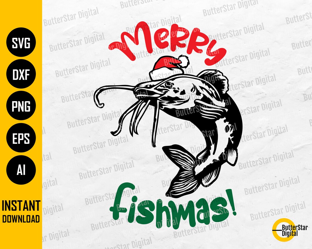 Merry Fishmas SVG Funny Christmas SVG Holiday Shirt Gift Card Sign Wall ...