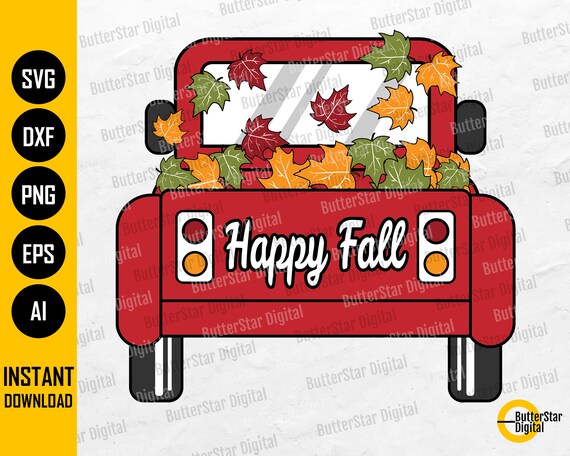 Happy Fall Truck SVG Autumn Leaves Maple Leaf - Etsy
