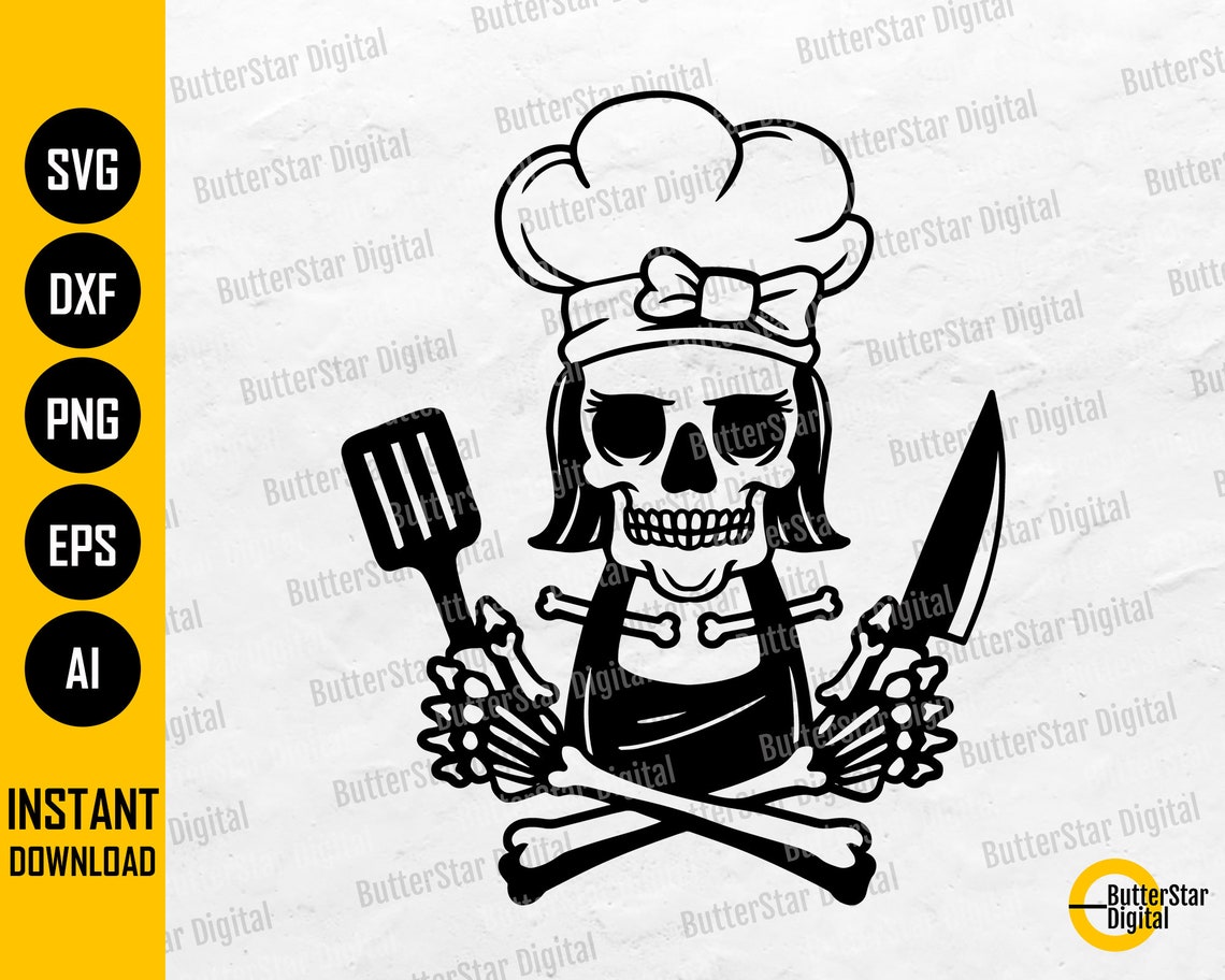 Female Chef Skeleton SVG Cook SVG Kitchen SVG Restaurant - Etsy