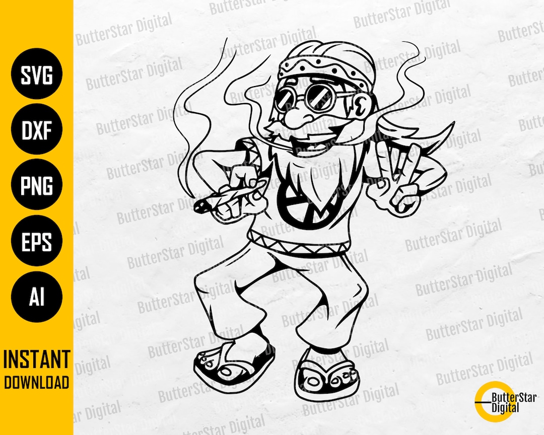 Dancing Hippie SVG | Smoking Weed Joint SVG | Hippy Shirt Vinyl Clipart ...