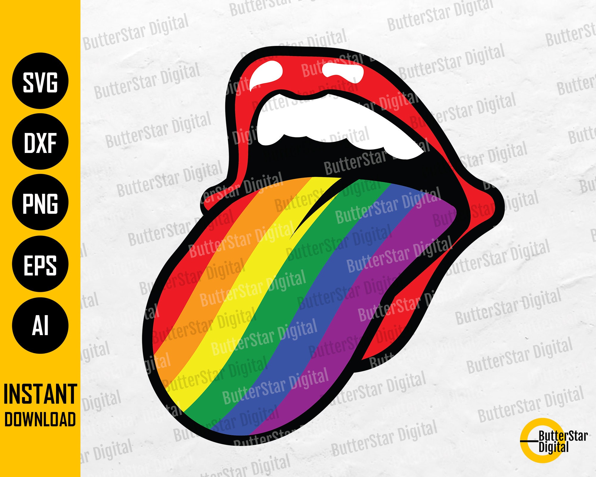 Rainbow Tongue Svg Lgbt Mouth Sexy Lips Pride Colors Etsy