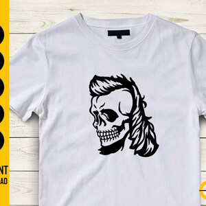 Skull With Mullet SVG | Retro Skeleton T-shirt Vinyl Graphics | Cricut ...