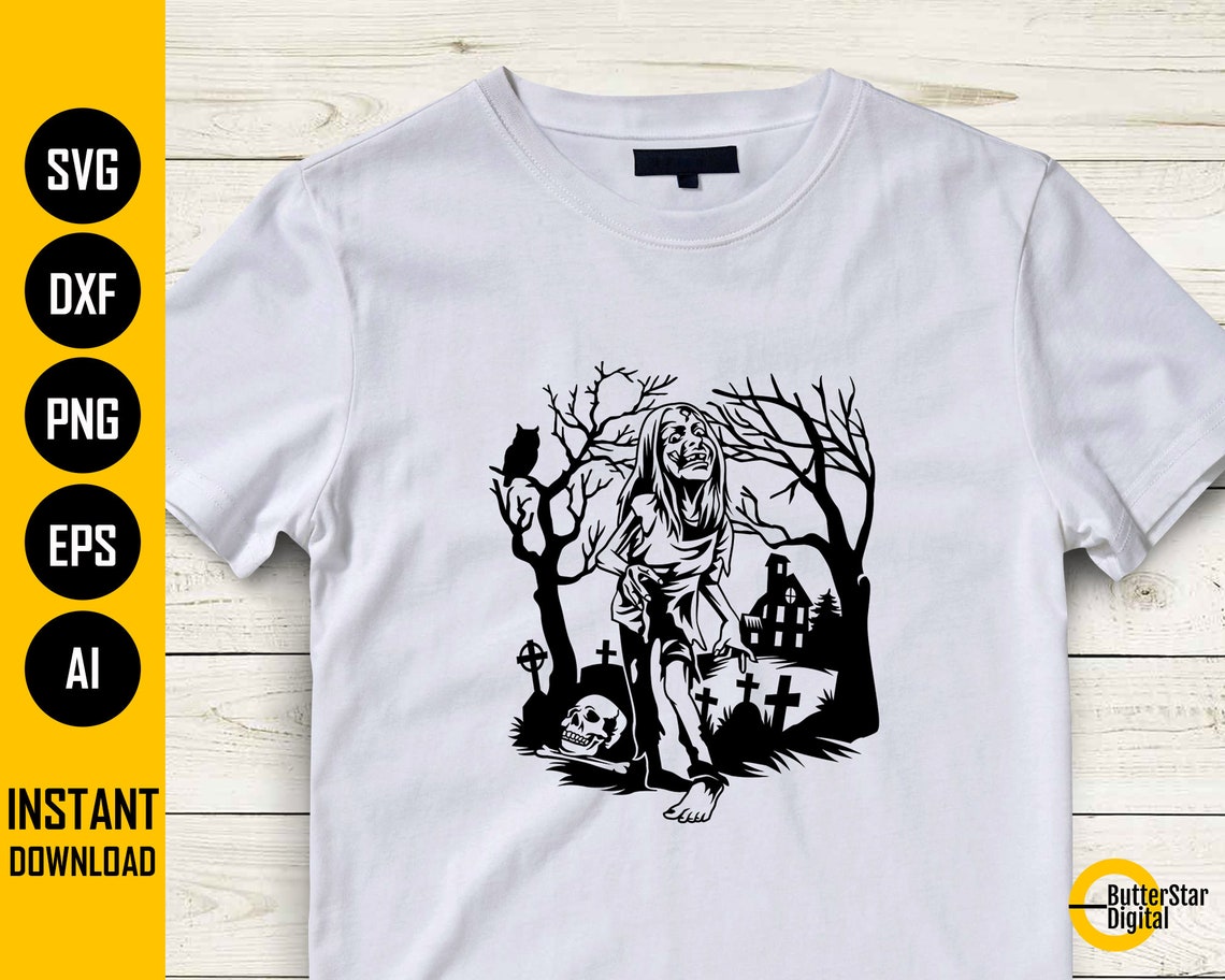 Zombie Girl SVG Scary Monster SVG Halloween Wall Art Decal - Etsy