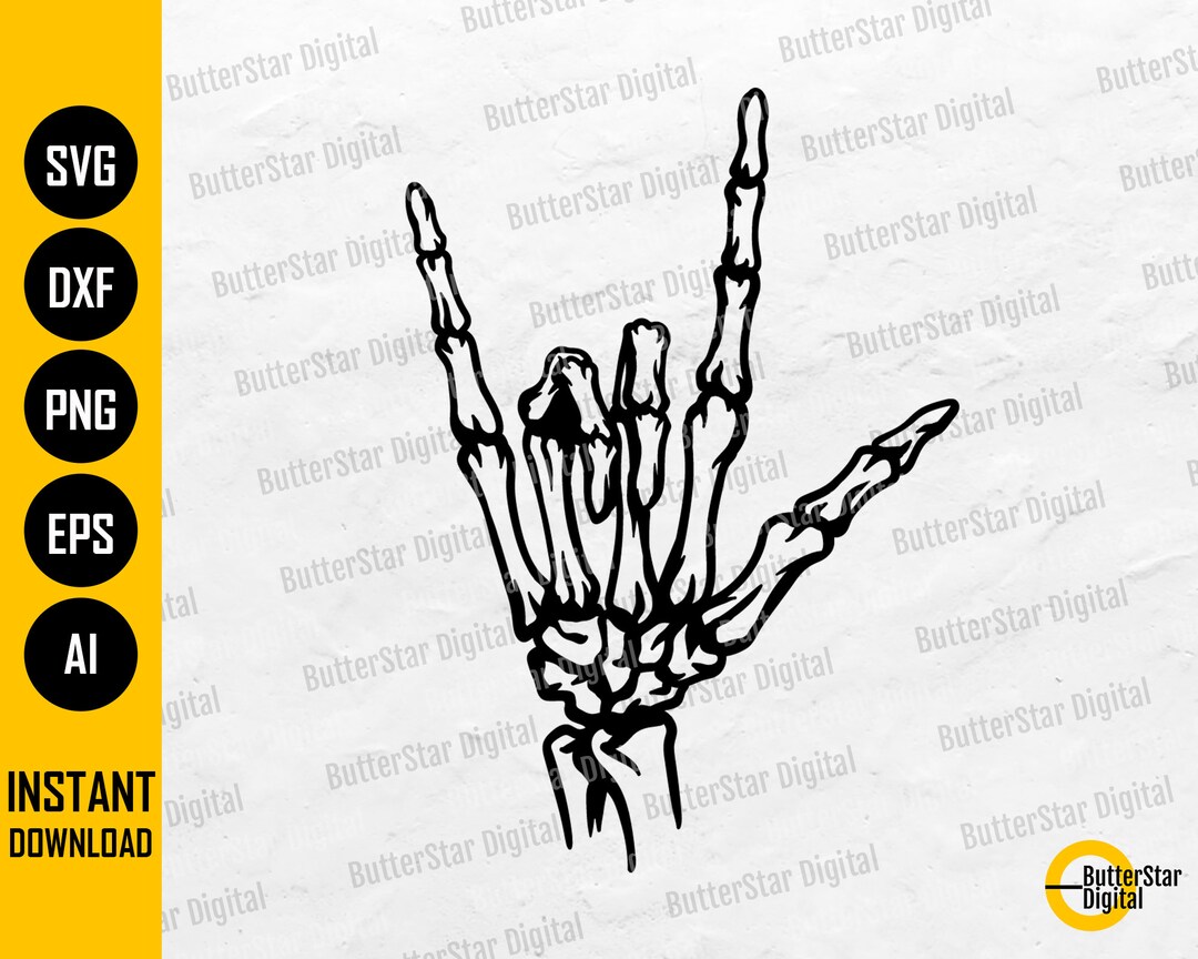 Skeleton Hand ILY Sign SVG | Bones Tattoo Decals T-shirt Sticker Art ...