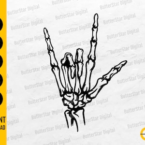 Skeleton Hand ILY Sign SVG | Bones Tattoo Decals T-shirt Sticker Art ...