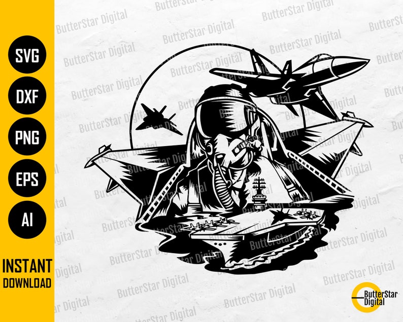 Fighter Pilot SVG Aircraft Carrier SVG Navy Decal T-shirt - Etsy