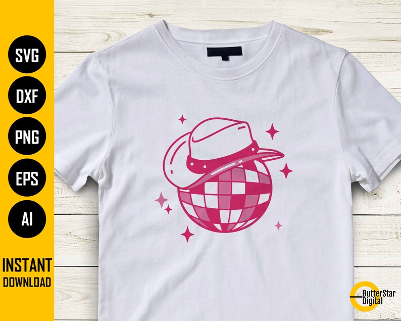 Disco Ball With Cowboy Hat SVG | Cowgirl SVG | Cricut Cut Files ...