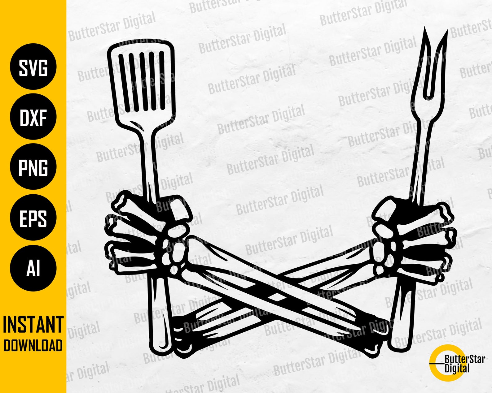 Grill Skeleton Cross Arms SVG | Barbeque SVG | BBQ Svg | Cooking Steak ...