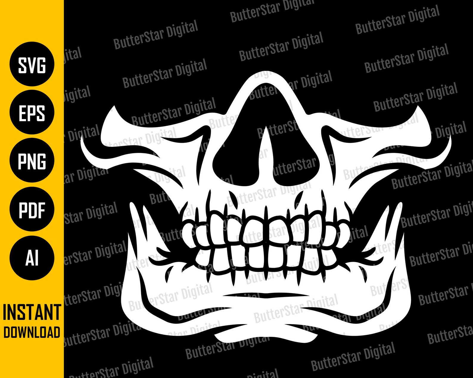 Big Skull Jaw Face Mask SVG | Skeleton Mouth Facemask | Bones Mask ...