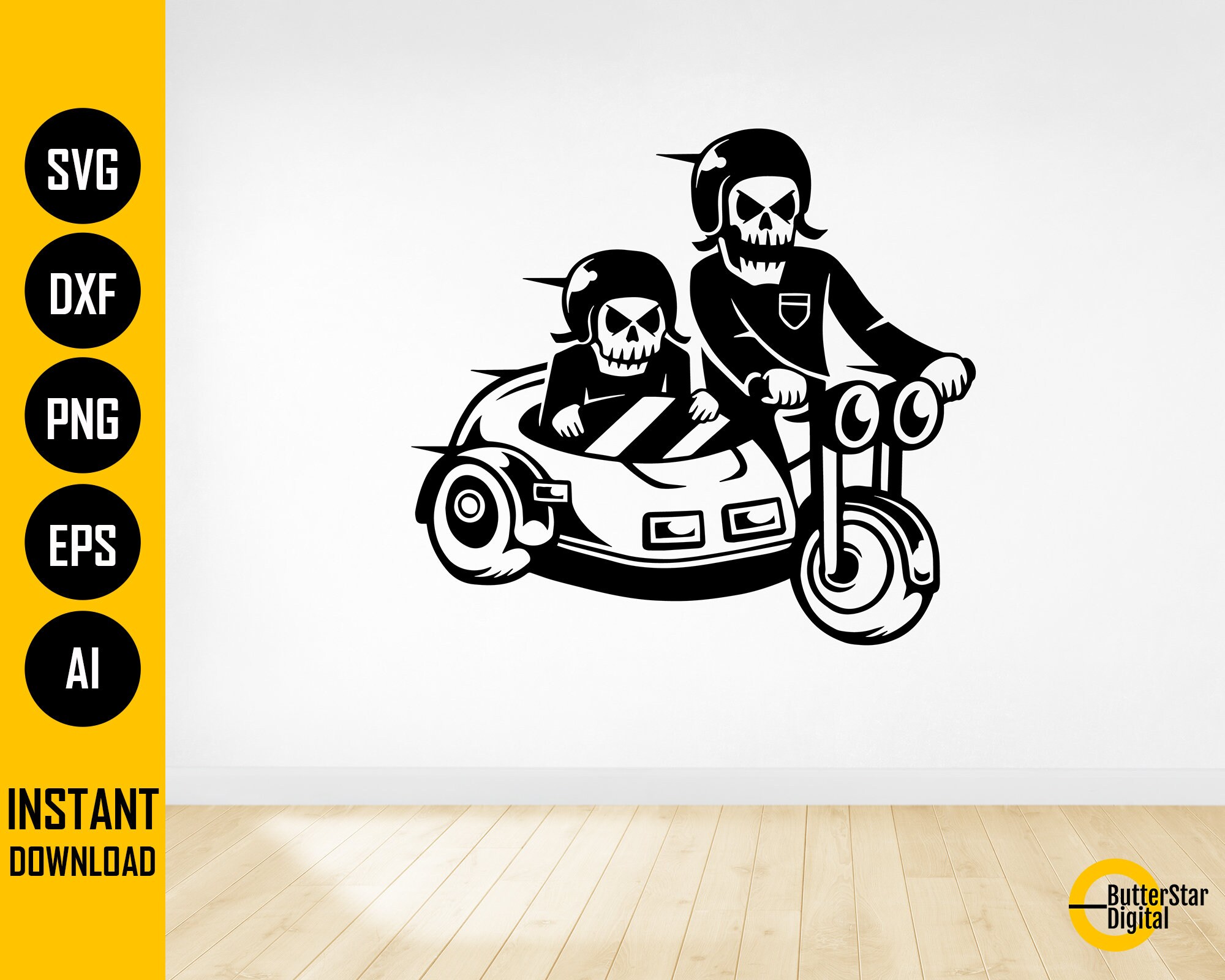 Skeleton Motorcycle Sidecar SVG Riding Motorbike SVG Biker - Etsy Australia