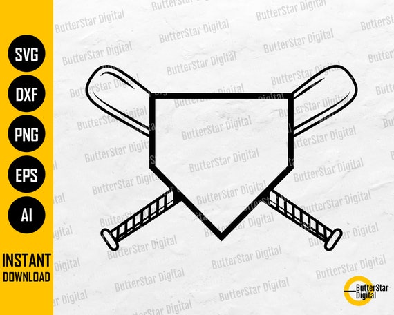 Baseball Bats Crossed Over Plate Baseball Bats Crossed Over Plate